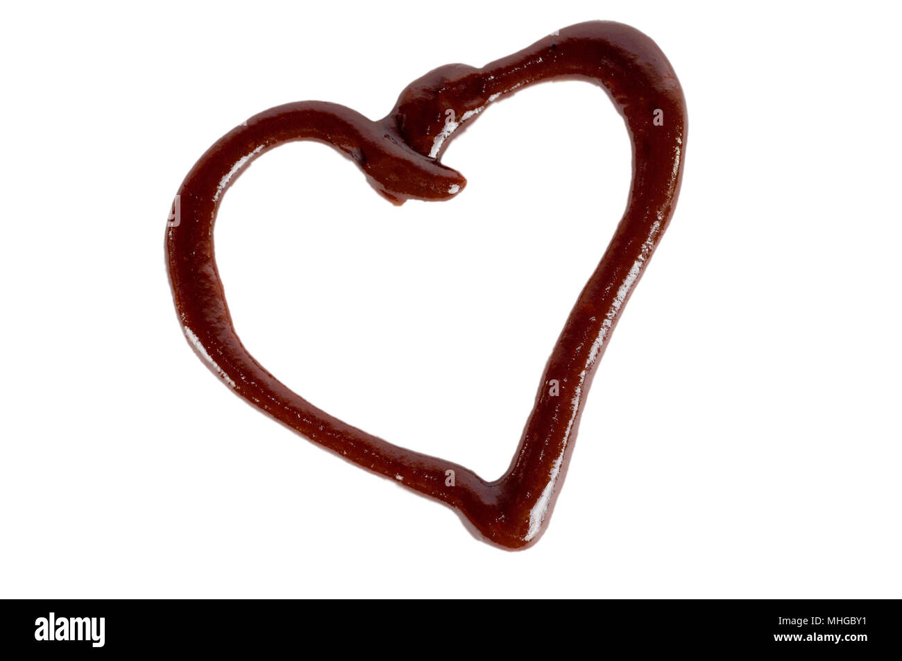 barbecue sauce stains forming heart shape on white background Stock ...