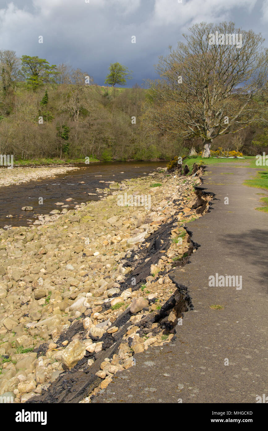 private road eroded by River South Tyne Stock Photo - Alamy