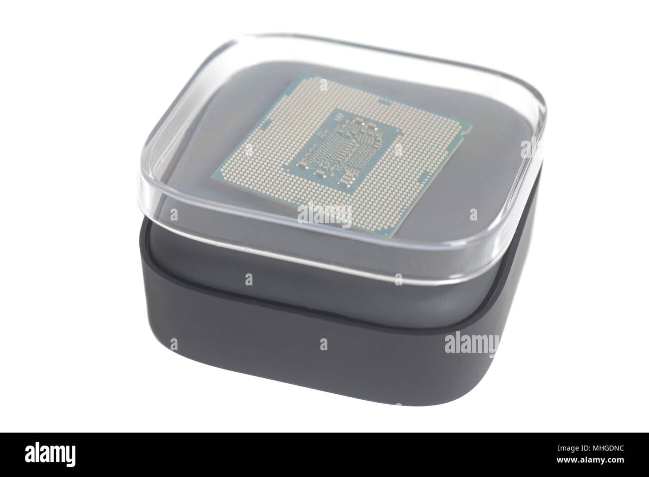 Central processing unit CPU processor microchip on the packaging box ...