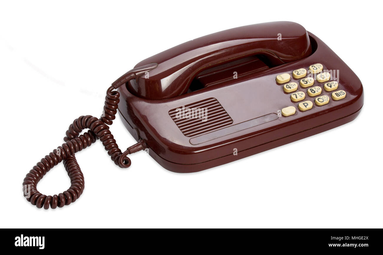 Burgundy phone isolated on white background Stock Photo - Alamy