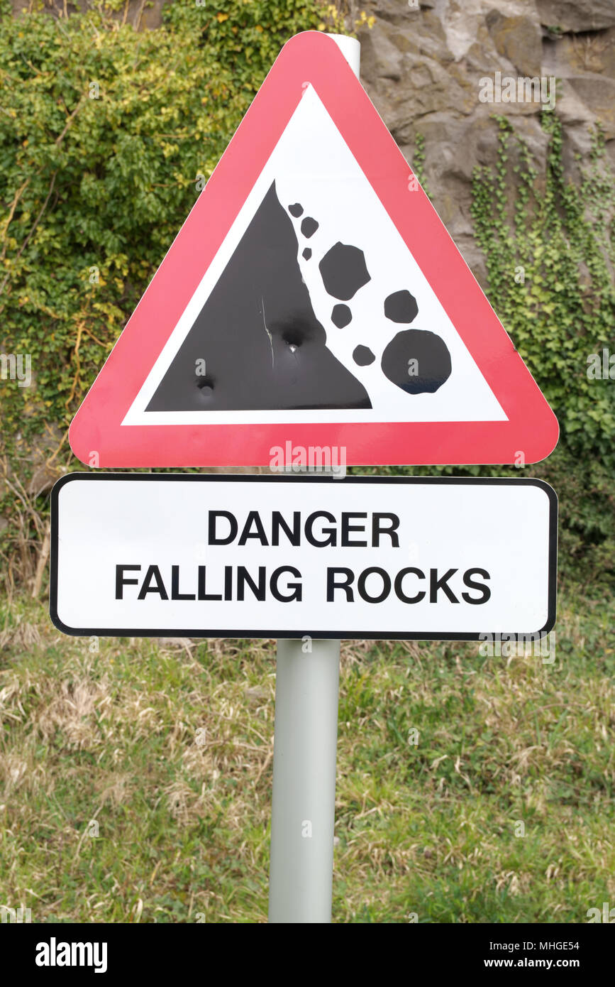 Beware Falling Rocks Sign High Resolution Stock Photography and Images - Alamy