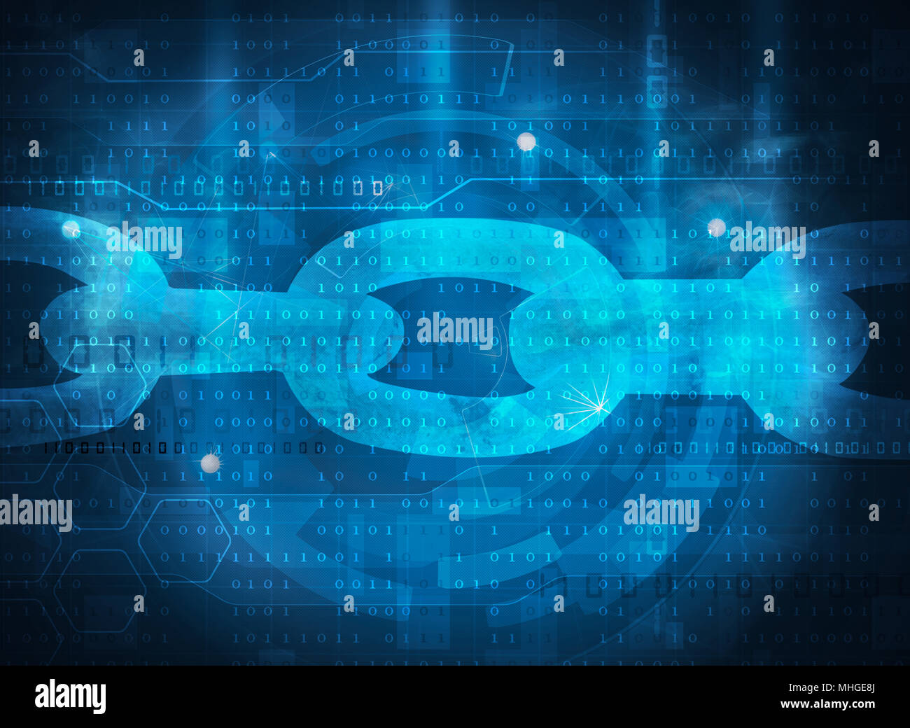 blockchain technology concept blue background Stock Photo - Alamy