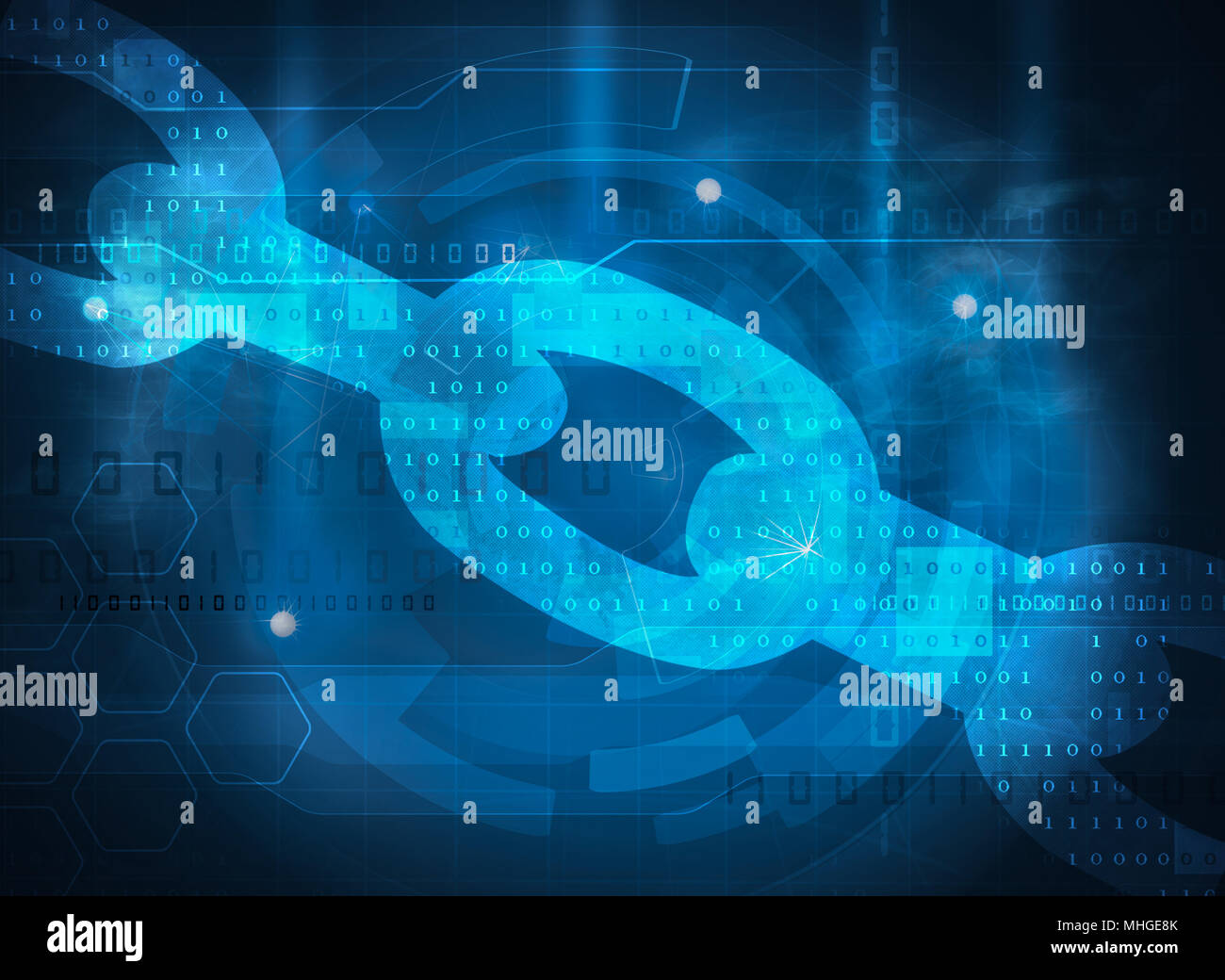blockchain technology concept blue background Stock Photo - Alamy