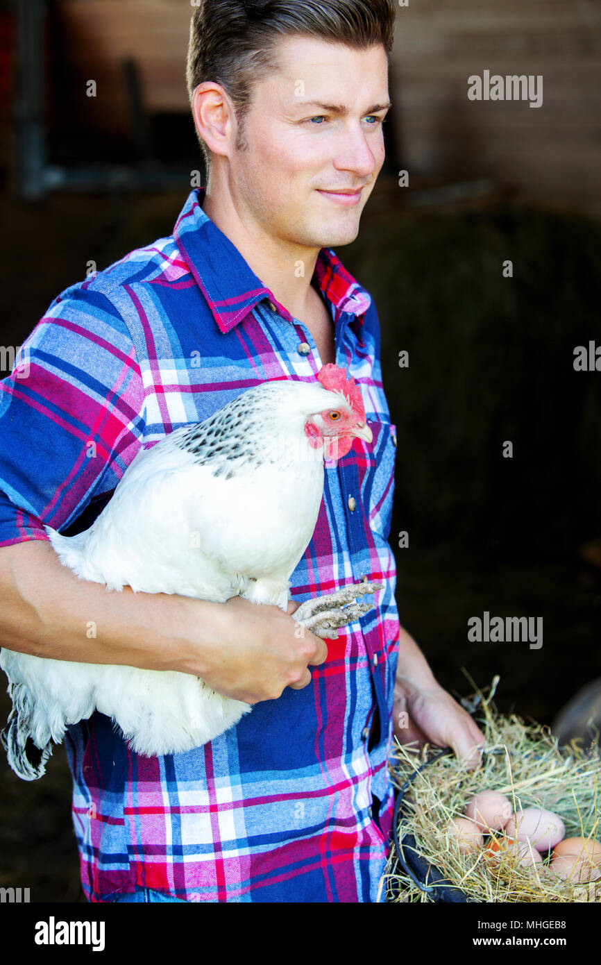Attractive man and hen hi-res stock photography and images - Alamy