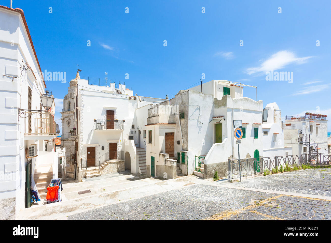 Vieste, Italy, Europe - Traditional lifestyle in the historic streets ...