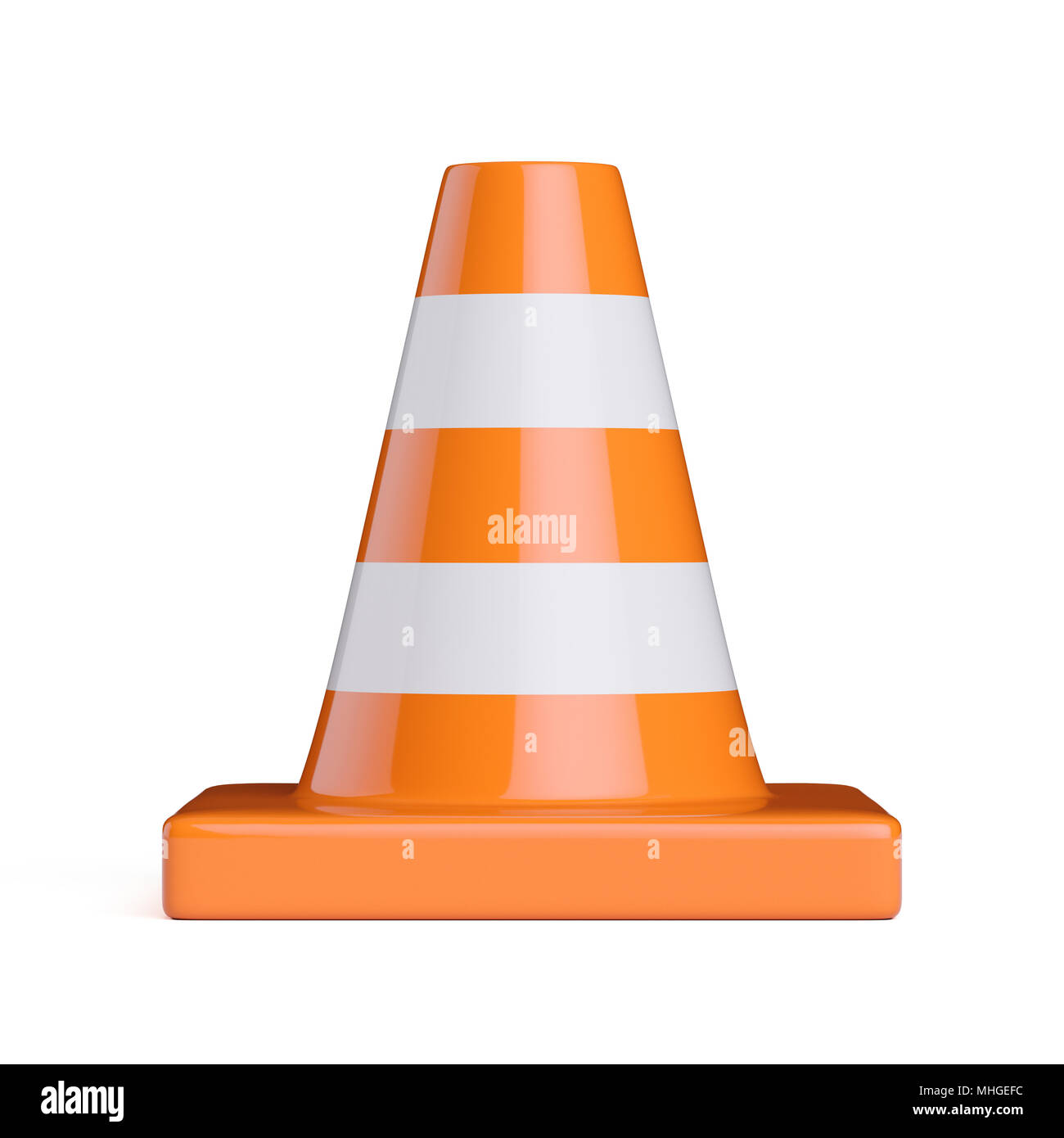 Traffic road cone front view. Road sign isolated on white background ...