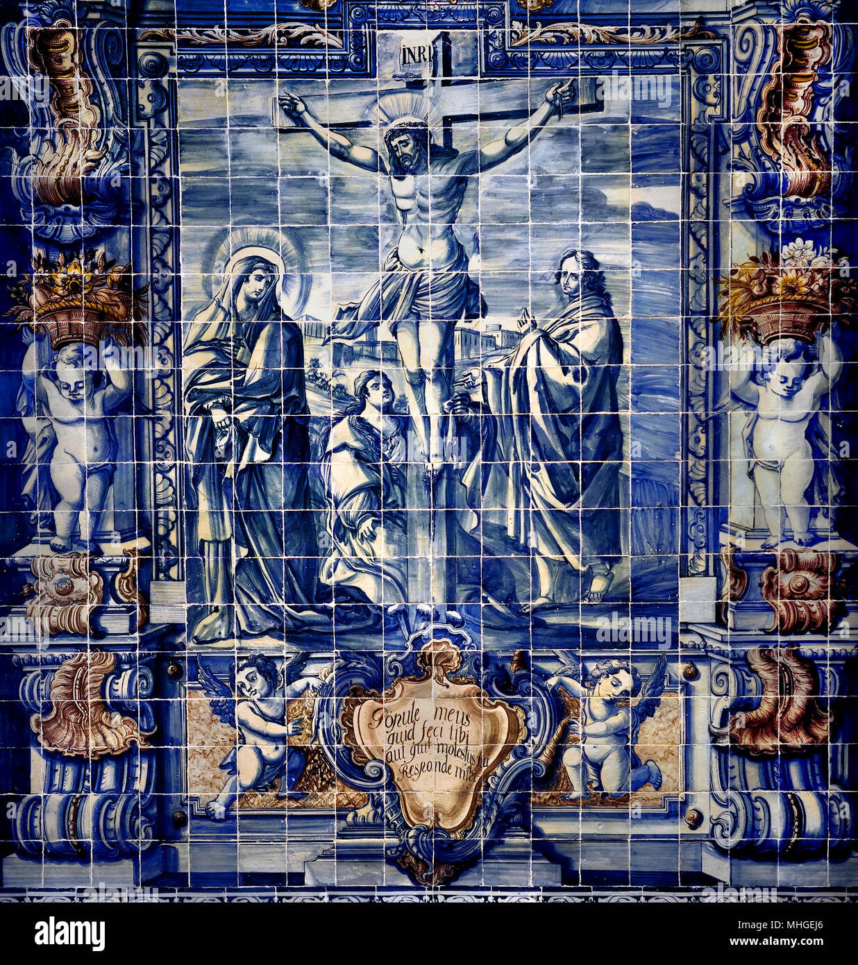 Altar Frontal 17th Century. Portuguese Azulejo - Blue wall Tiles ...