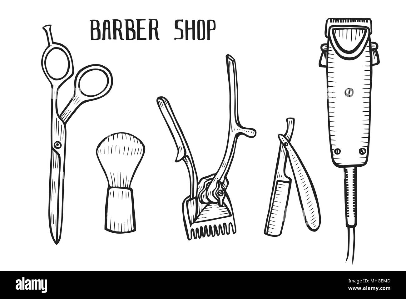 Straight razor vector illustration isolated Black and White Stock ...