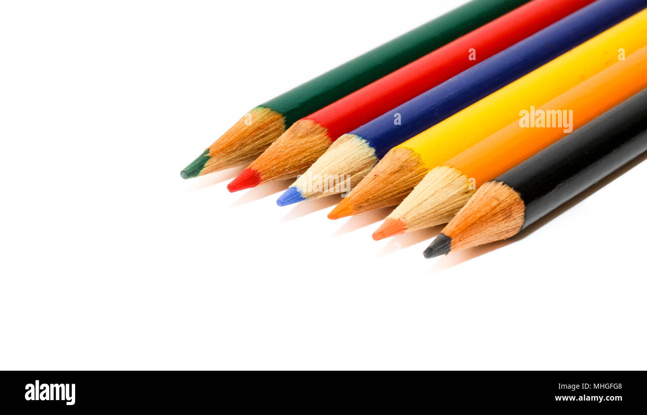 Vibrant colored pencils aligned in hi-res stock photography and images ...