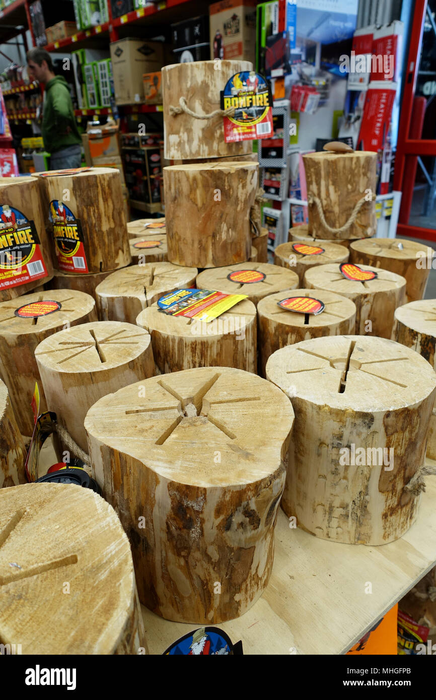 Portable fire logs Stock Photo - Alamy