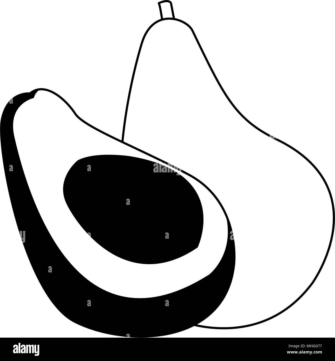 Avocado half, on white Black and White Stock Photos & Images - Alamy