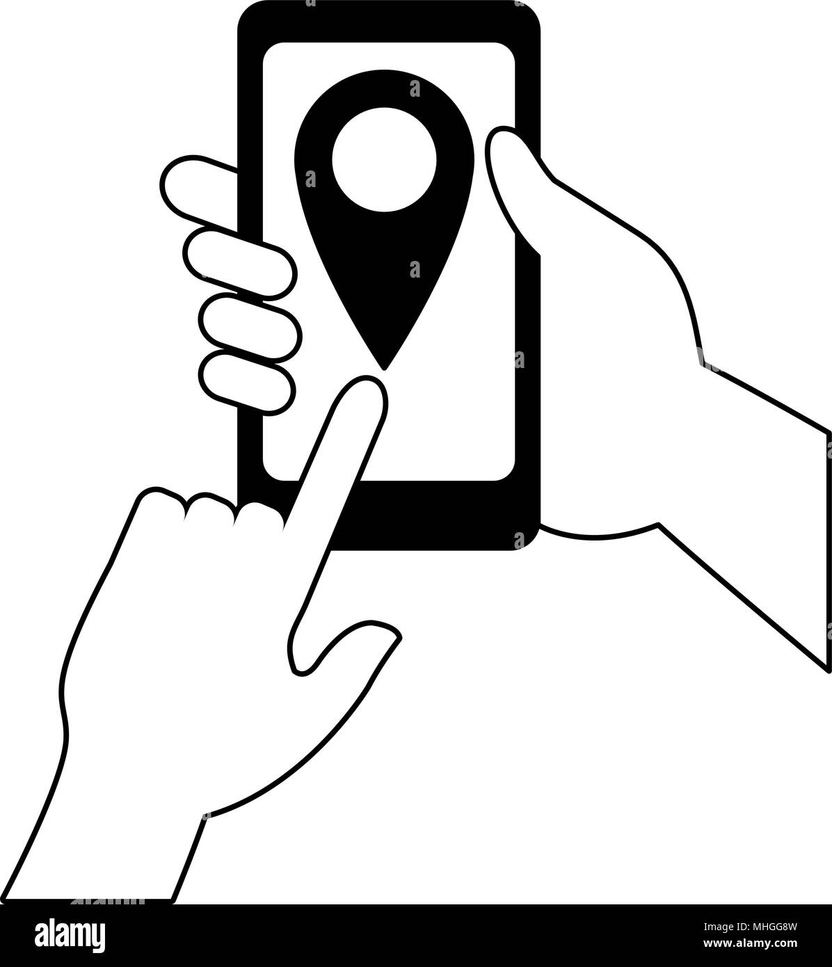 GPS tracking from smartphone on black and white colors Stock Vector ...