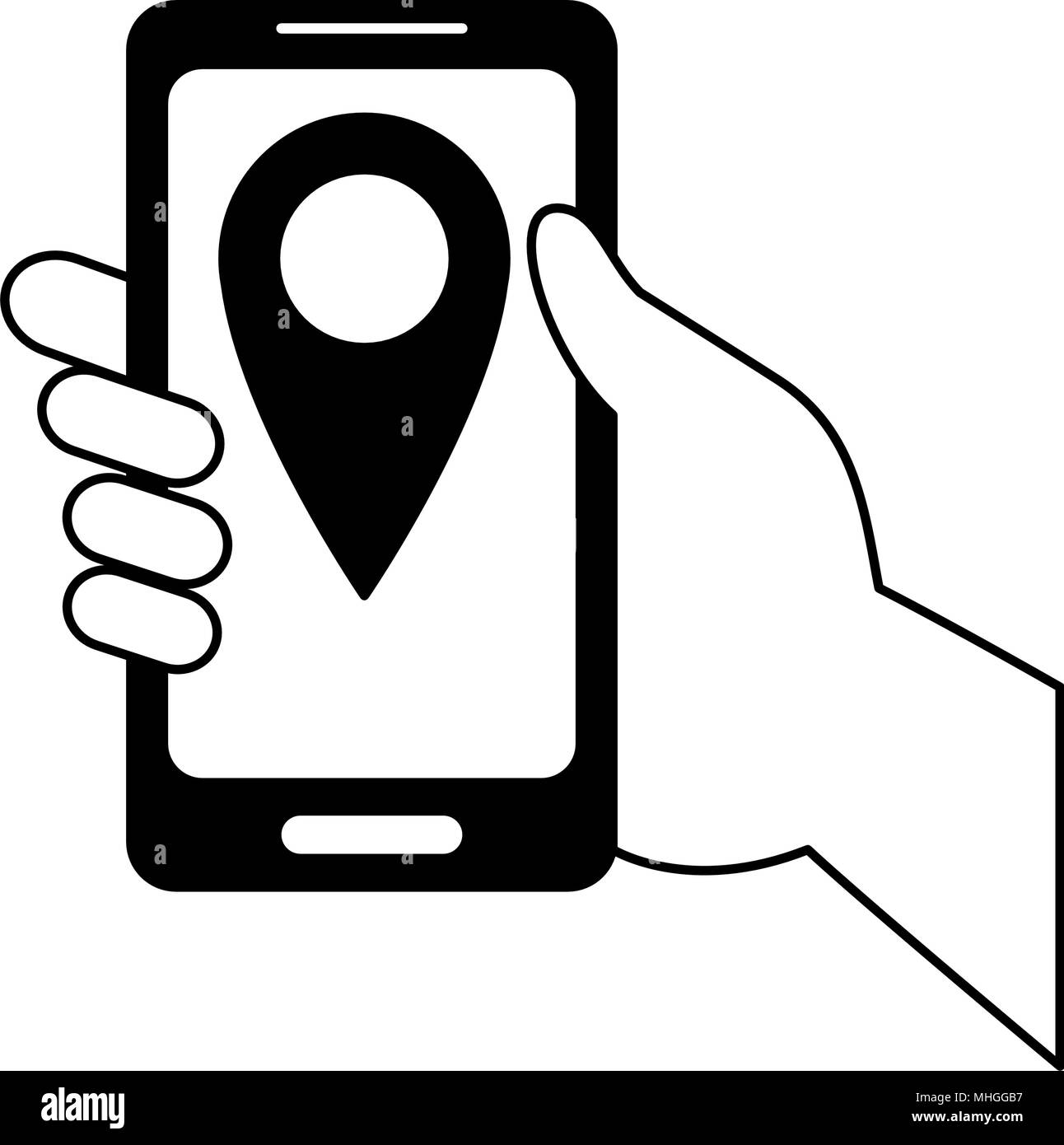 GPS tracking from smartphone on black and white colors Stock Vector ...