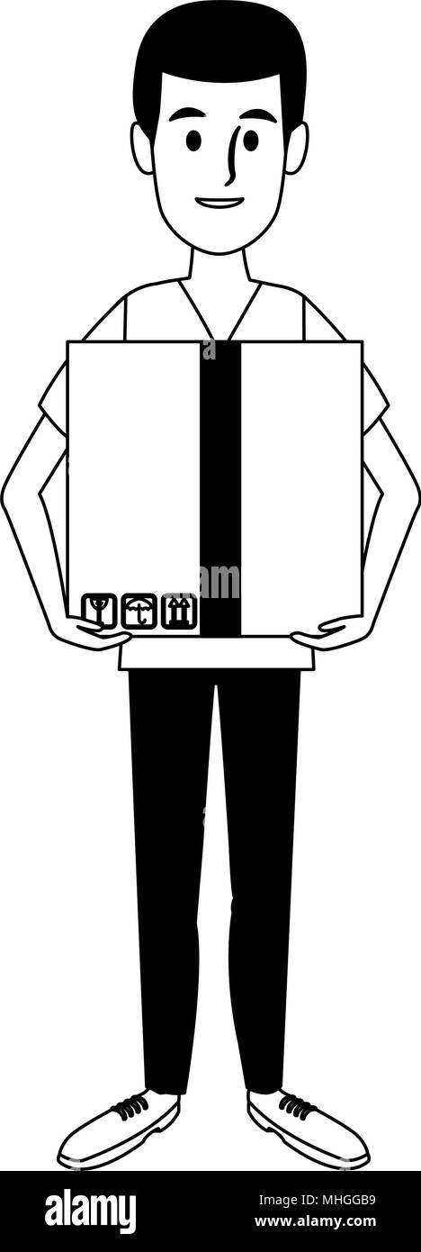 Man holding white gift box Black and White Stock Photos & Images - Alamy