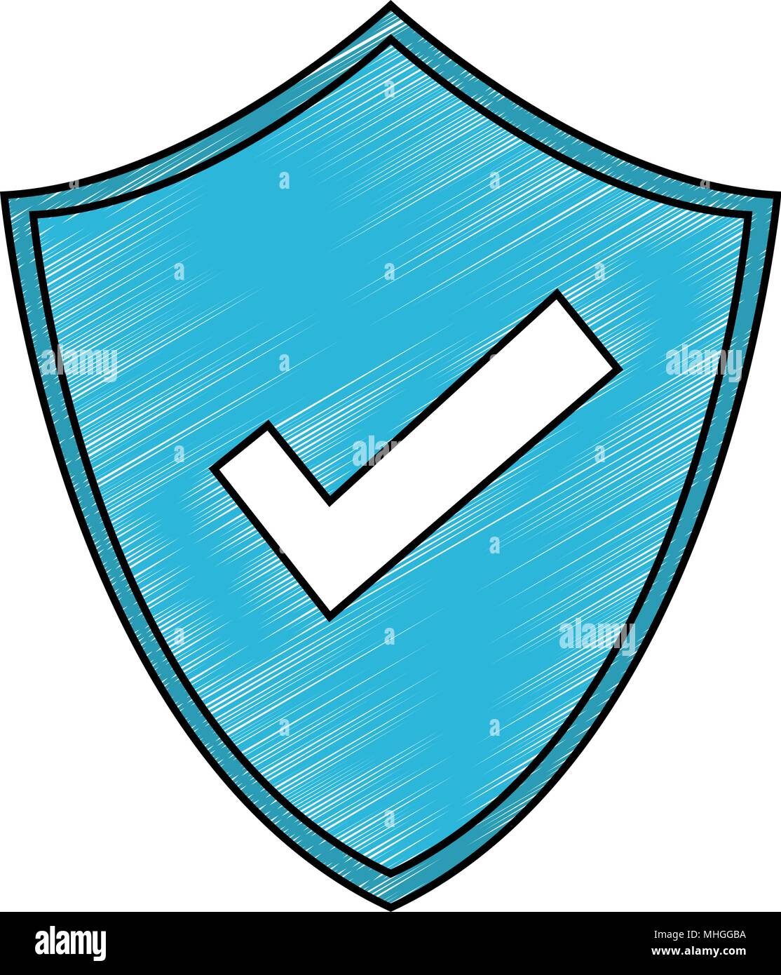 Shield with checkmark scribble Stock Vector Image & Art - Alamy