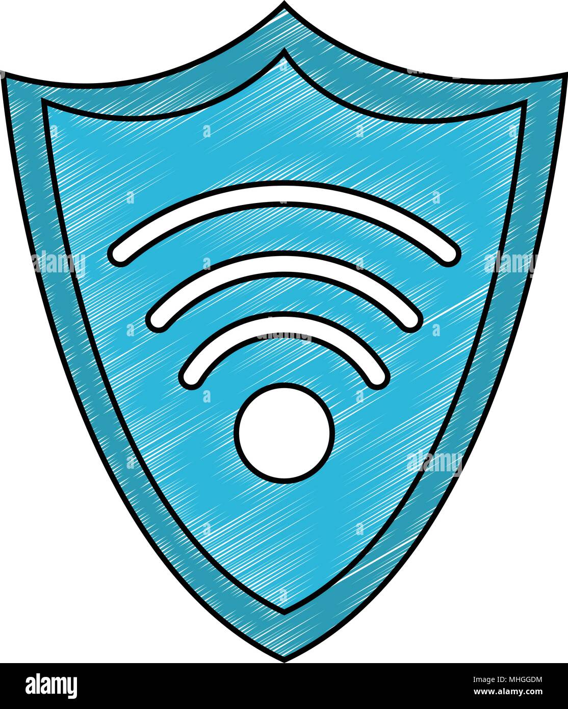 Shield with wifi symbol scribble Stock Vector Image & Art - Alamy