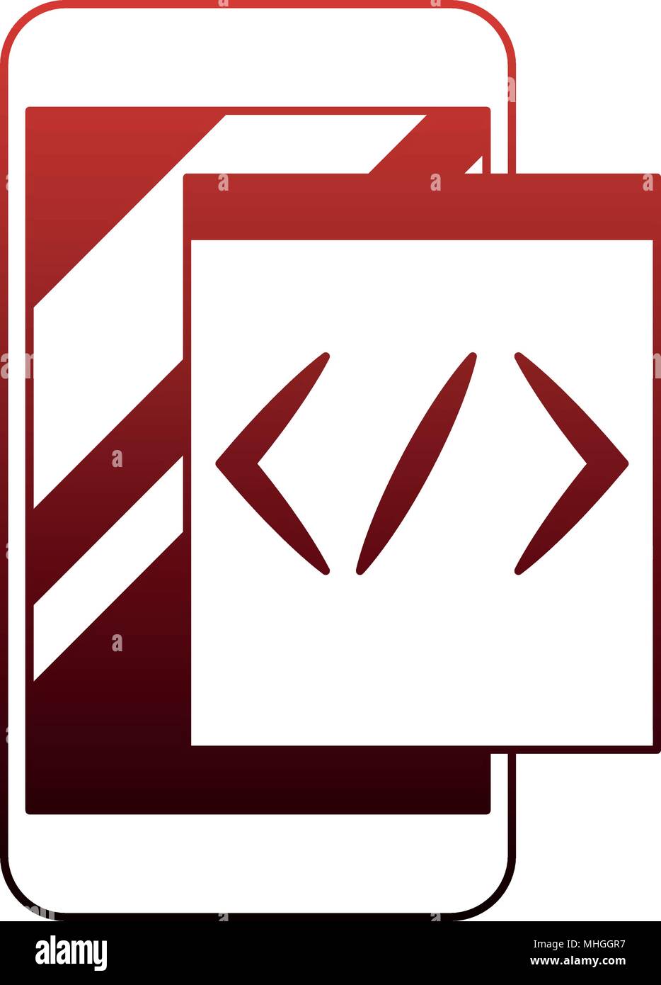 Smartphone coding symbol on red lines Stock Vector Image & Art - Alamy
