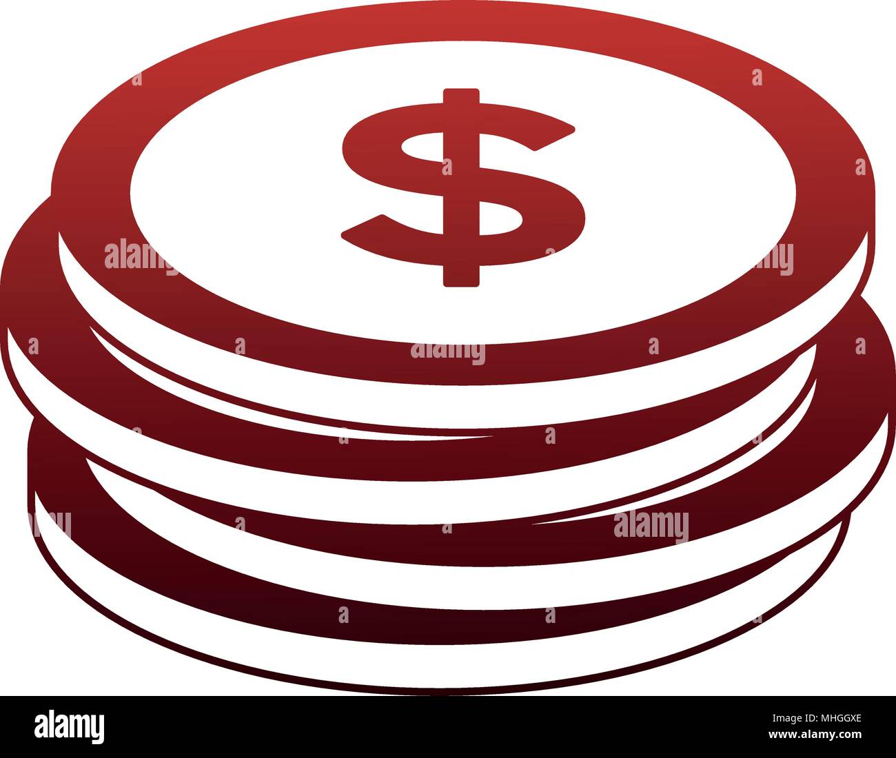 Coins money symbol on red lines Stock Vector Image & Art - Alamy