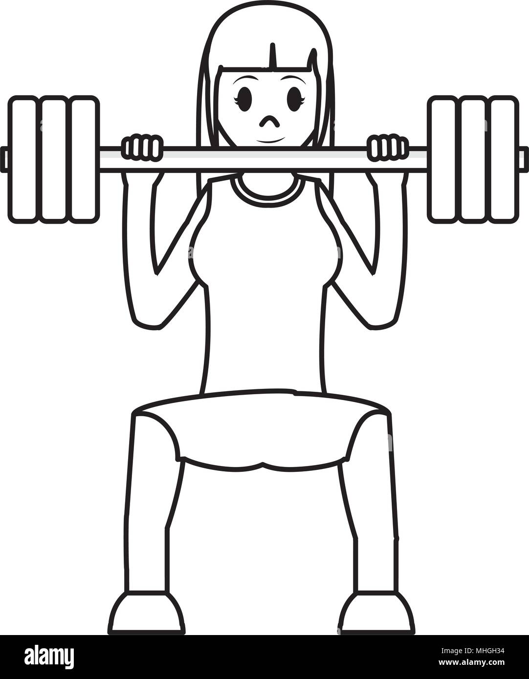 line woman do exercise with weight object and sport clothes Stock ...