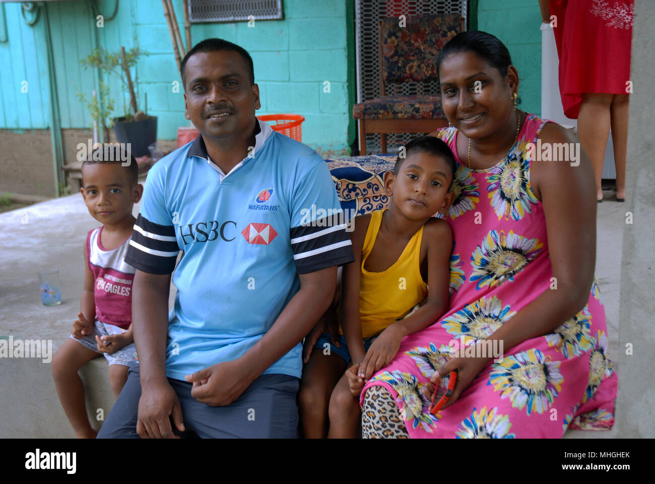 Young Fijian Family, Kulukulu, Sigatoka, Fiji Stock Photo - Alamy