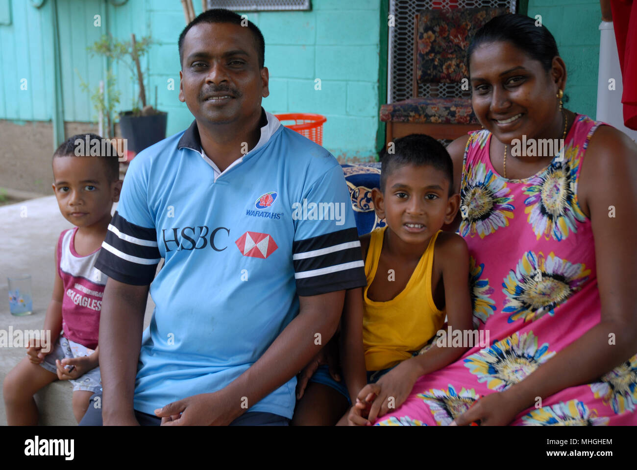Young Fijian Family, Kulukulu, Sigatoka, Fiji Stock Photo - Alamy
