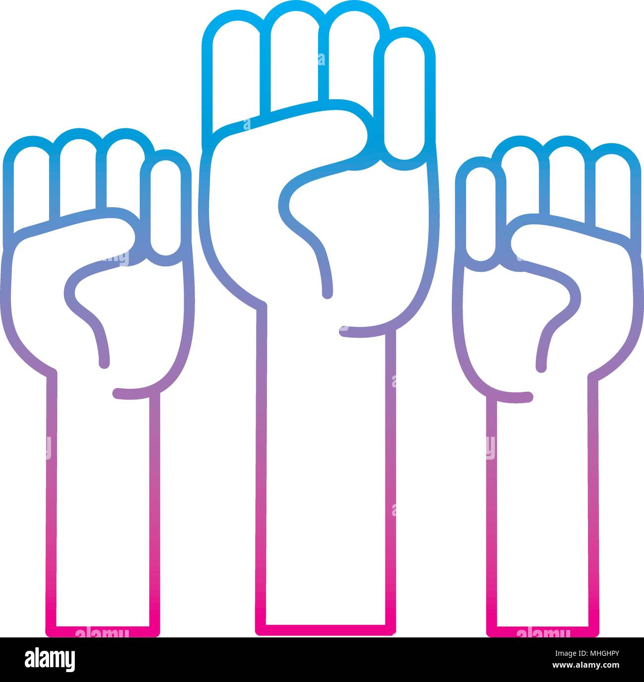 degraded line opposition people hands up protest Stock Vector Image ...