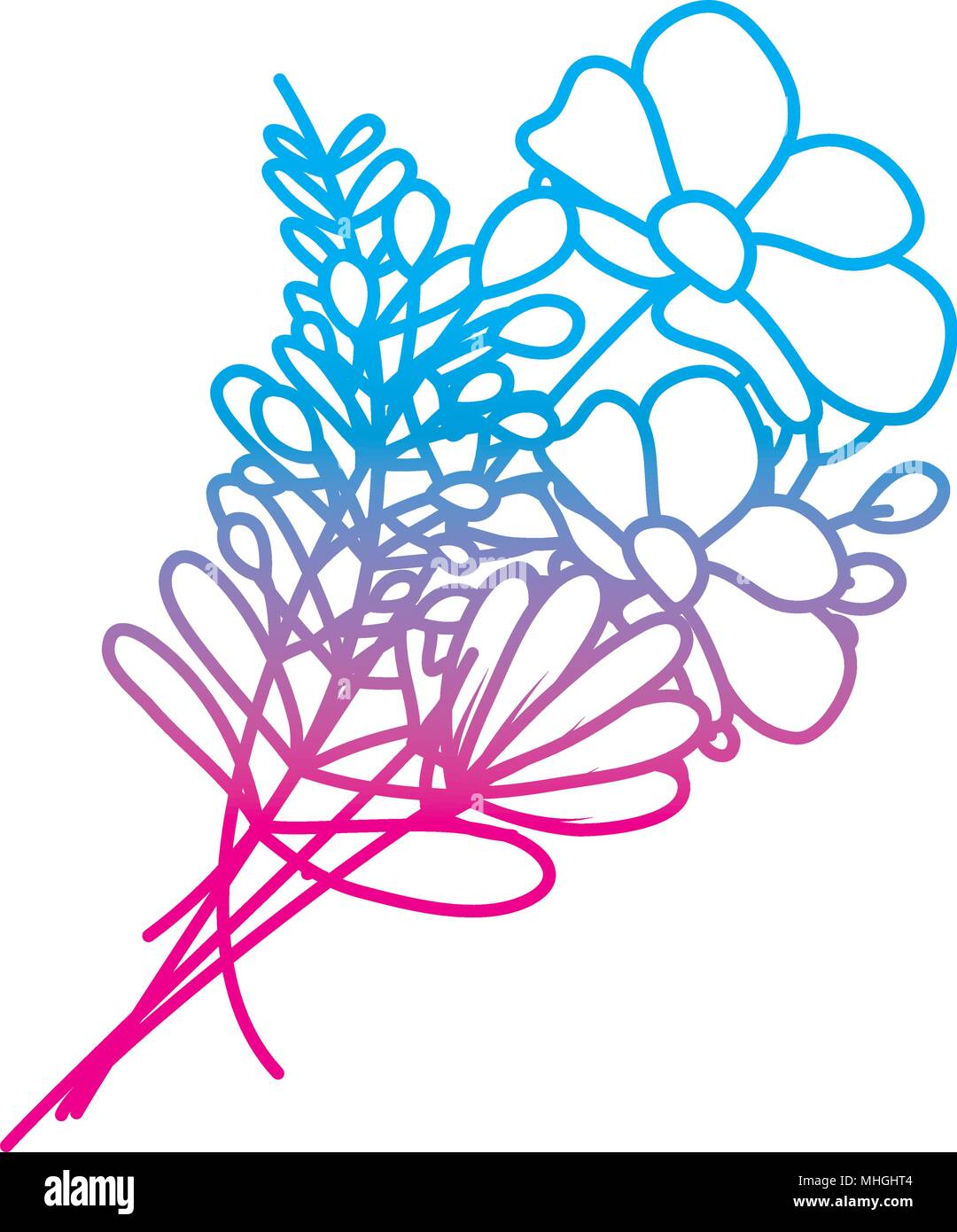 degraded line tropical flower exotic plant style Stock Vector Image ...