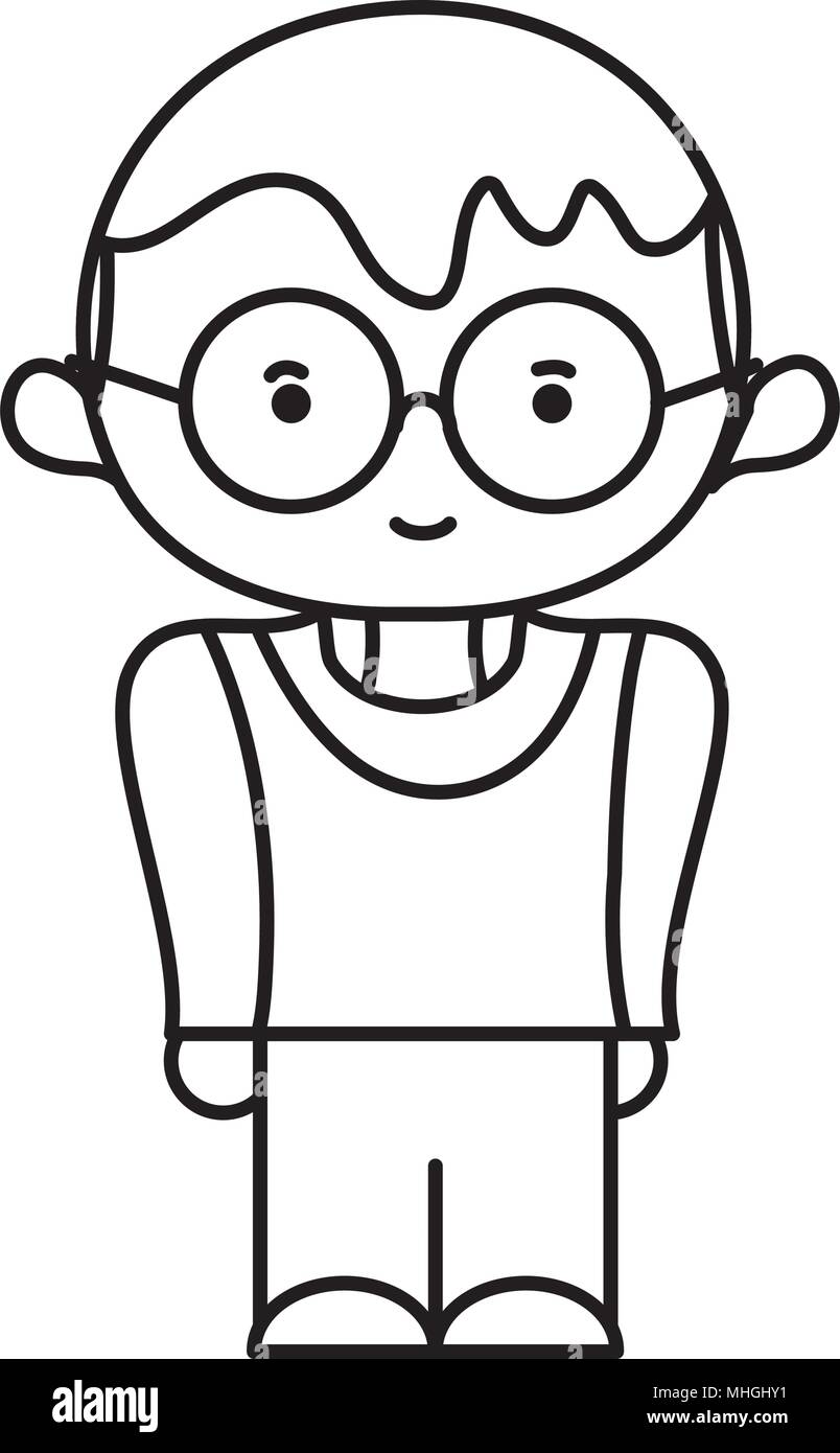 line boy with hairstyle design and glasses style Stock Vector Image ...