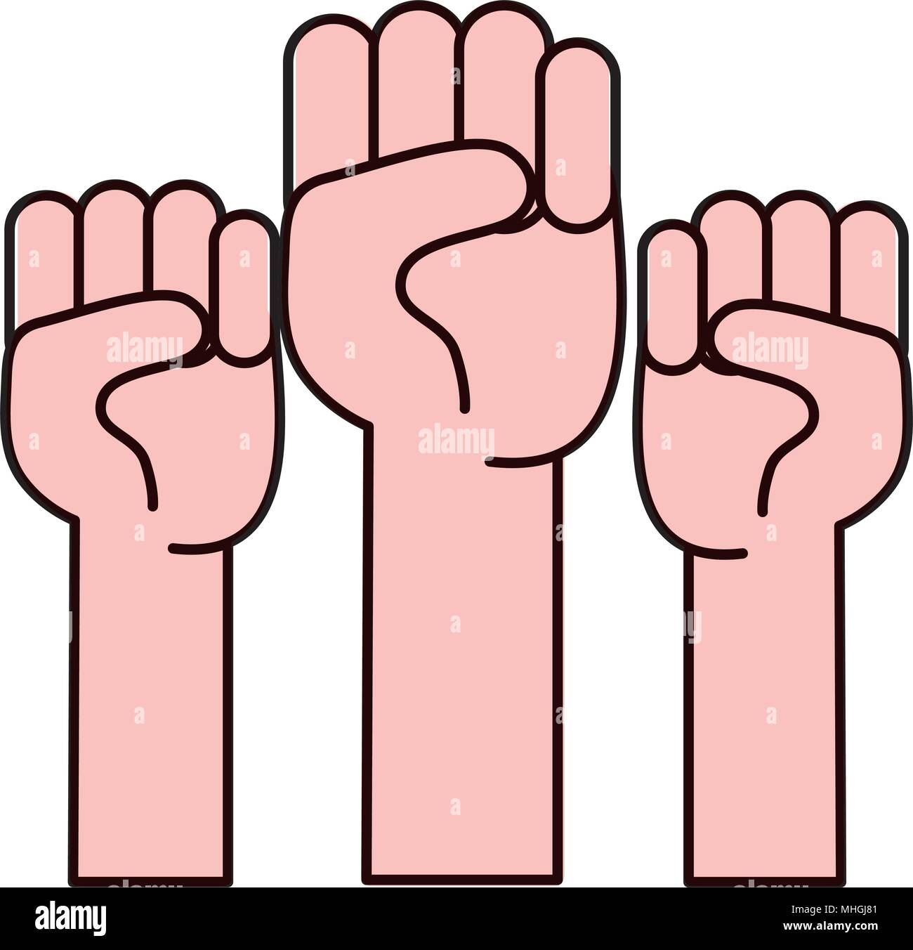 color opposition people hands up protest Stock Vector Image & Art - Alamy