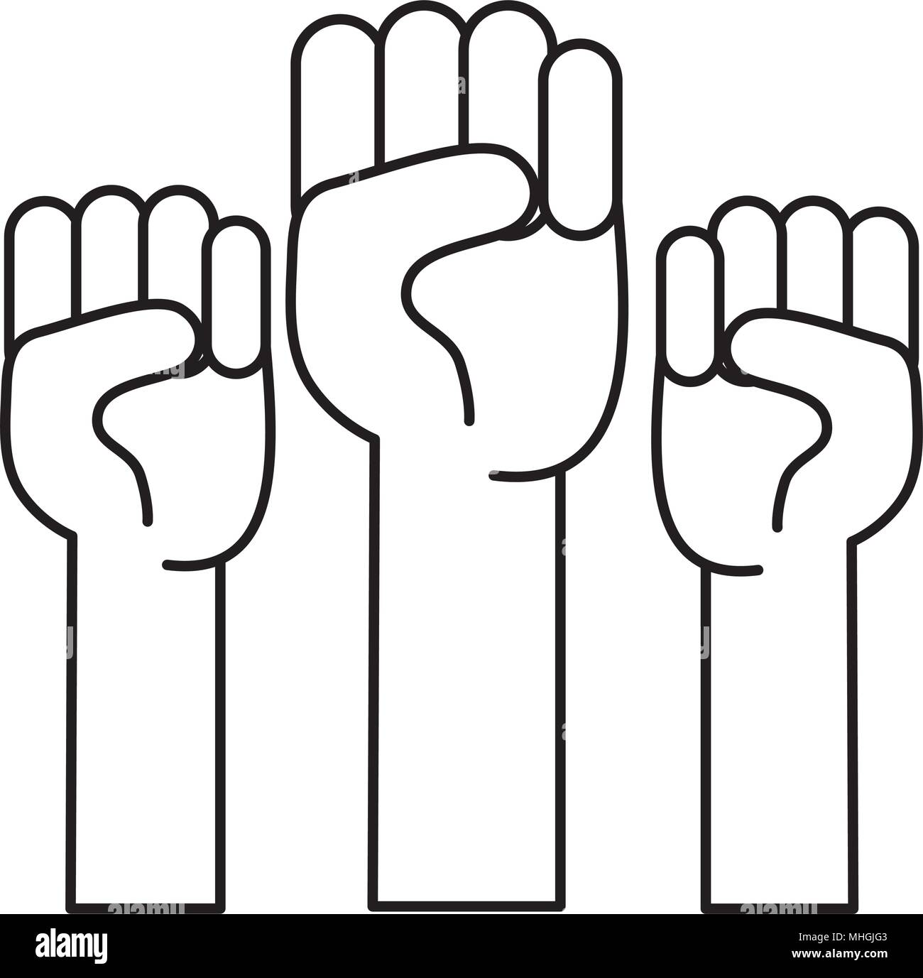 line opposition people hands up protest Stock Vector Image & Art - Alamy