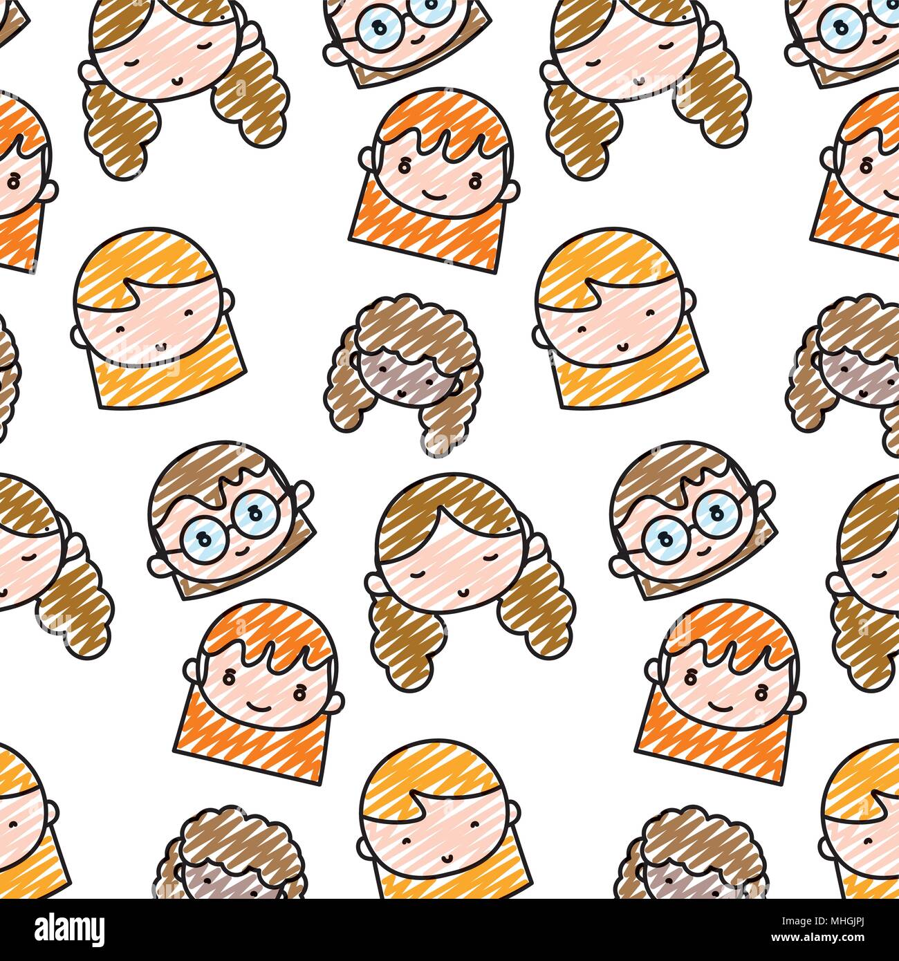 doodle women head with hairstyle background design Stock Vector Image ...