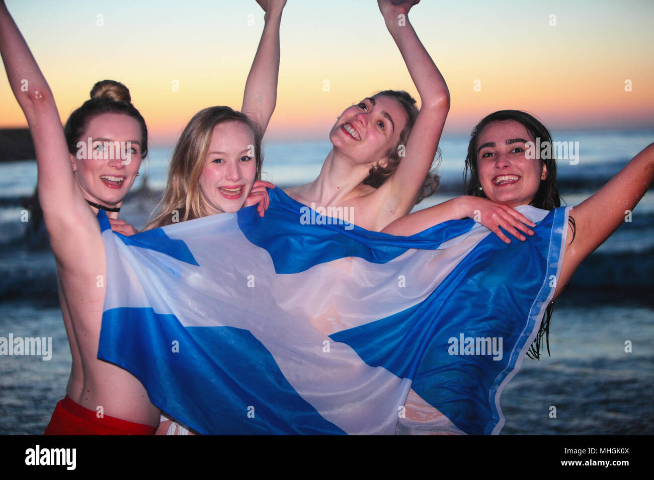St Andrews, Fife, Scotland, UK. 1st May, 2018. St Andrews May Day Dip ...
