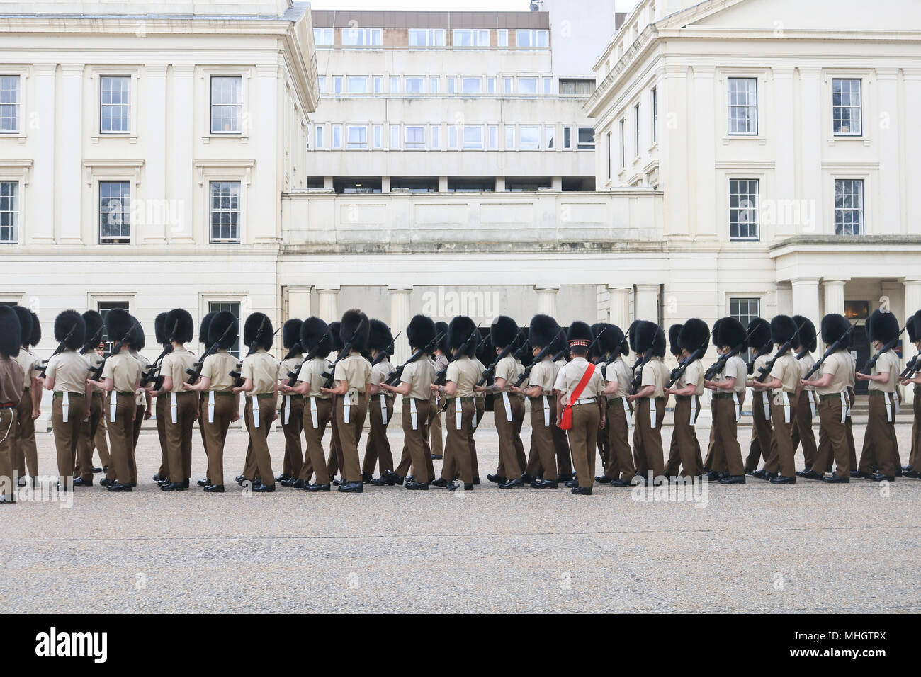 London UK. 1st May 2018. Members of the Scots Guards regiment of the ...