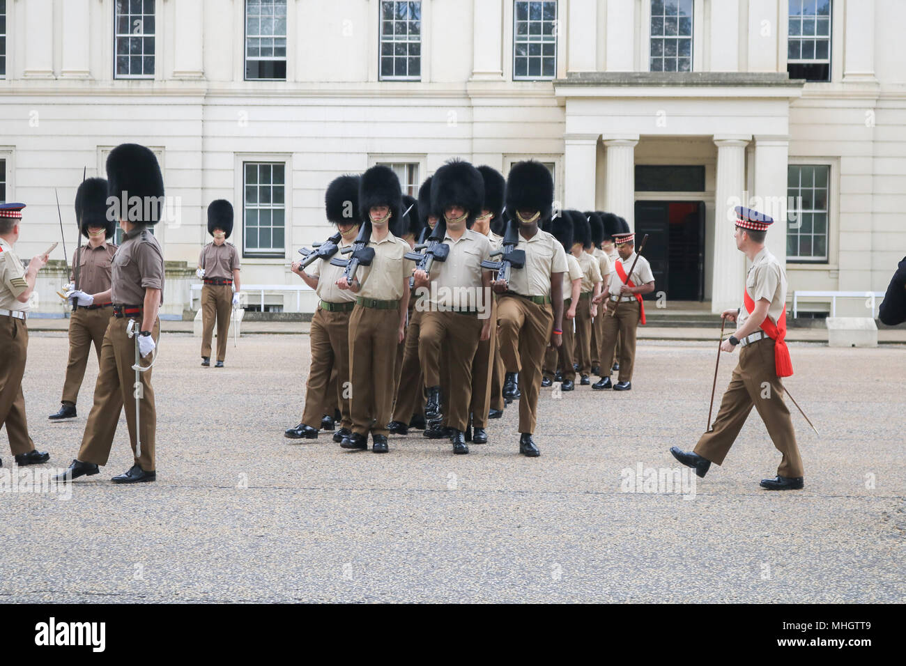 London UK. 1st May 2018. Members of the Scots Guards regiment of the ...