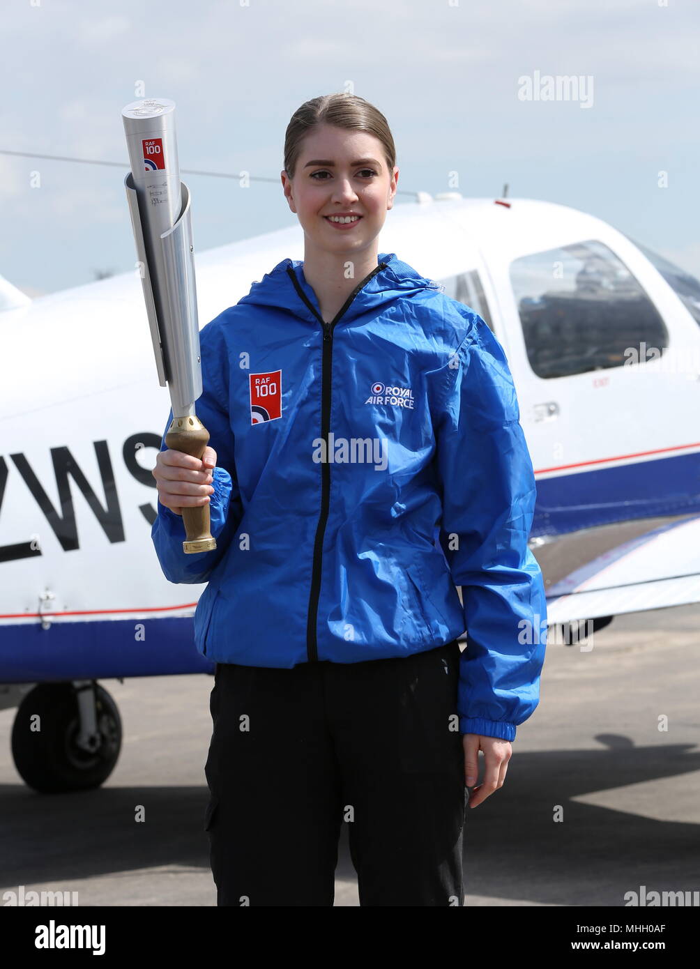 Wales, UK. 1st May, 2018. The RAF Centenary Baton has arrived back ...