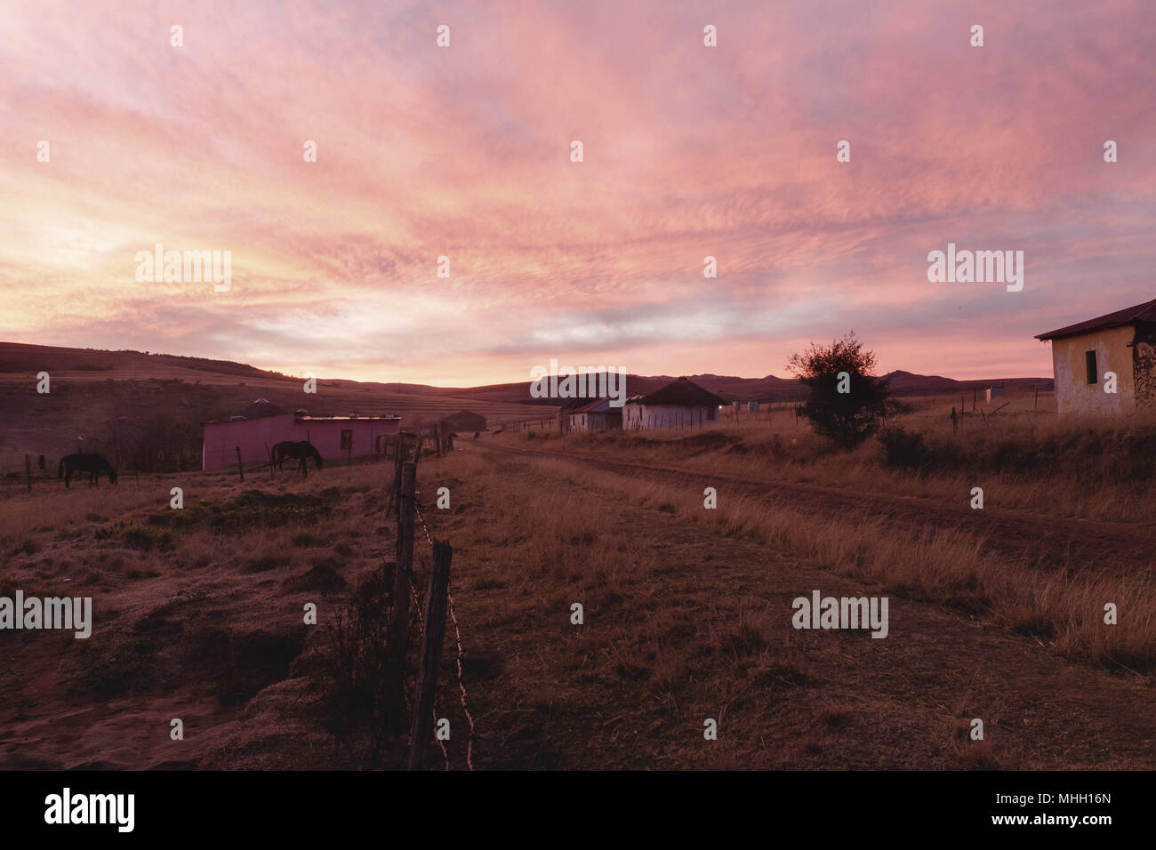 Matatiele, Eastern Cape, South Africa. 11th June, 2016. A sunset in a ...