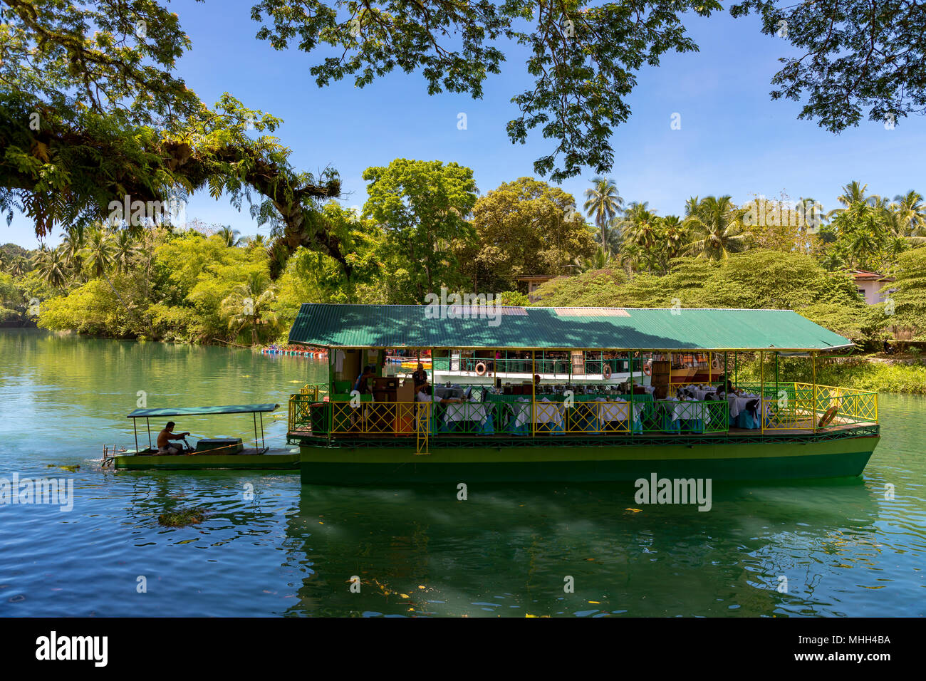 Bohol Philippines 19 April, 2018 Floating restaurants on the river at ...