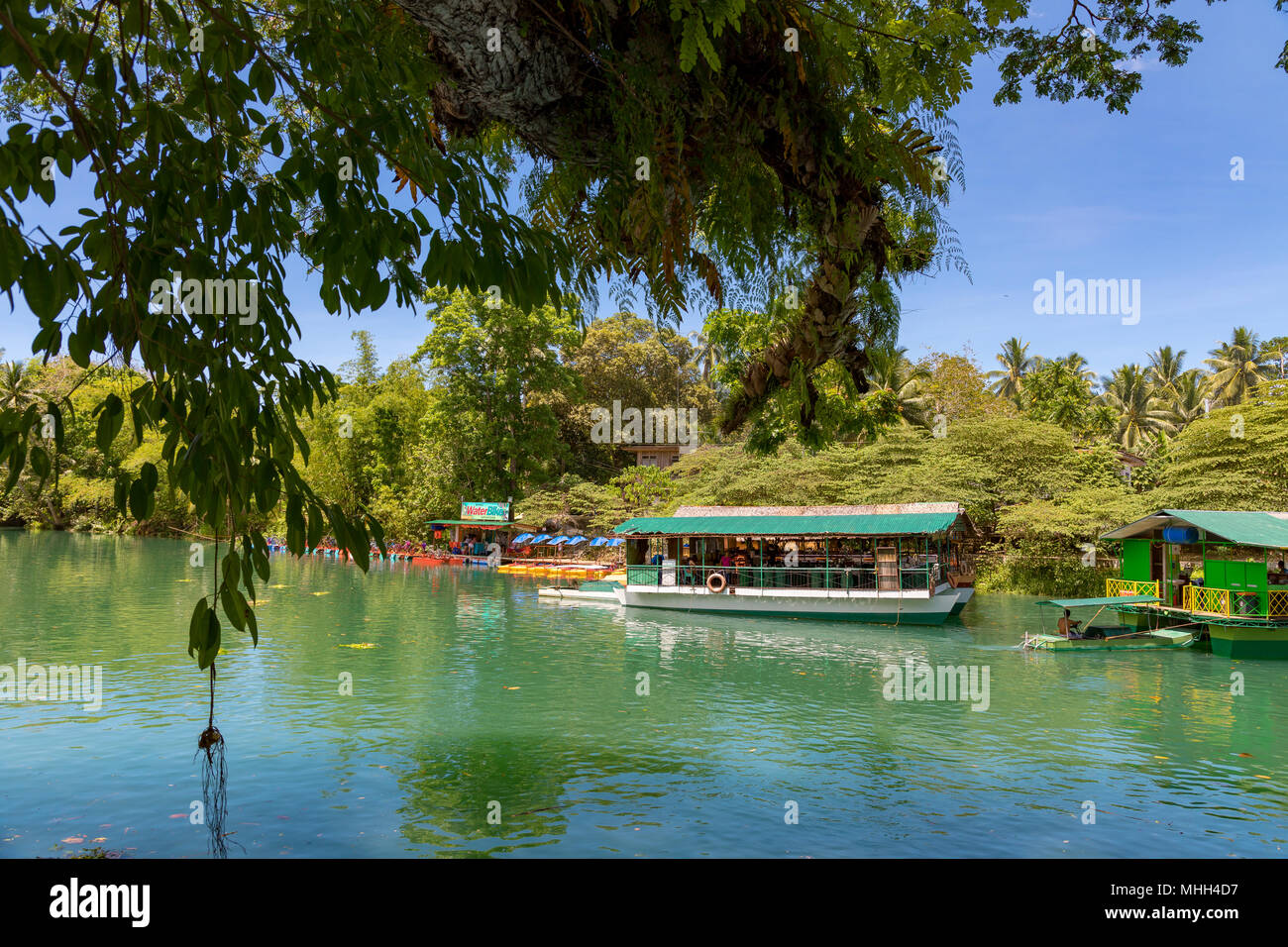 Philippines bohol floating restaurant loboc hi-res stock photography ...