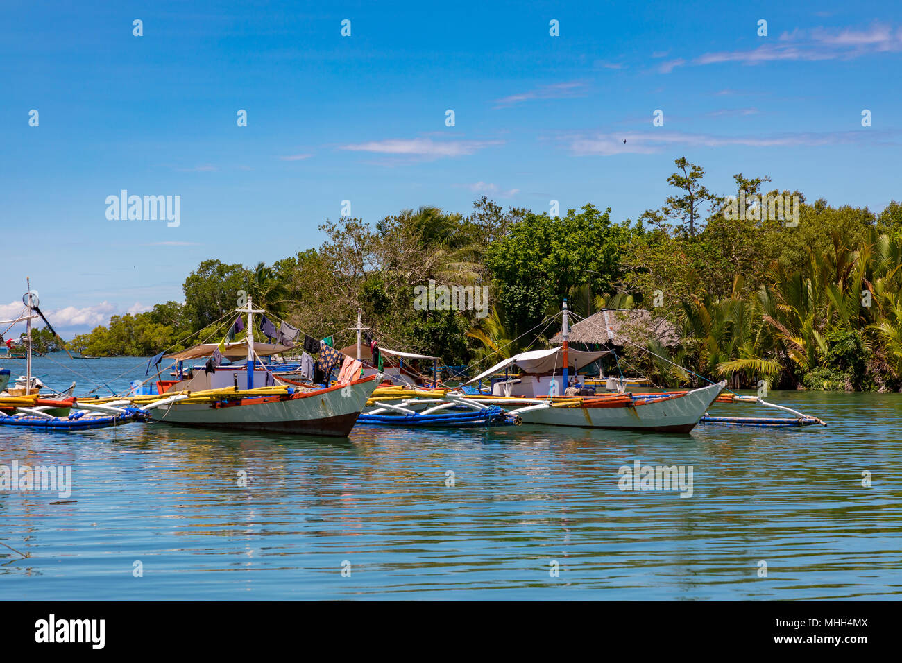 Bohol Philippines 19 April, 2018Traditional outrigger fishing boats in ...