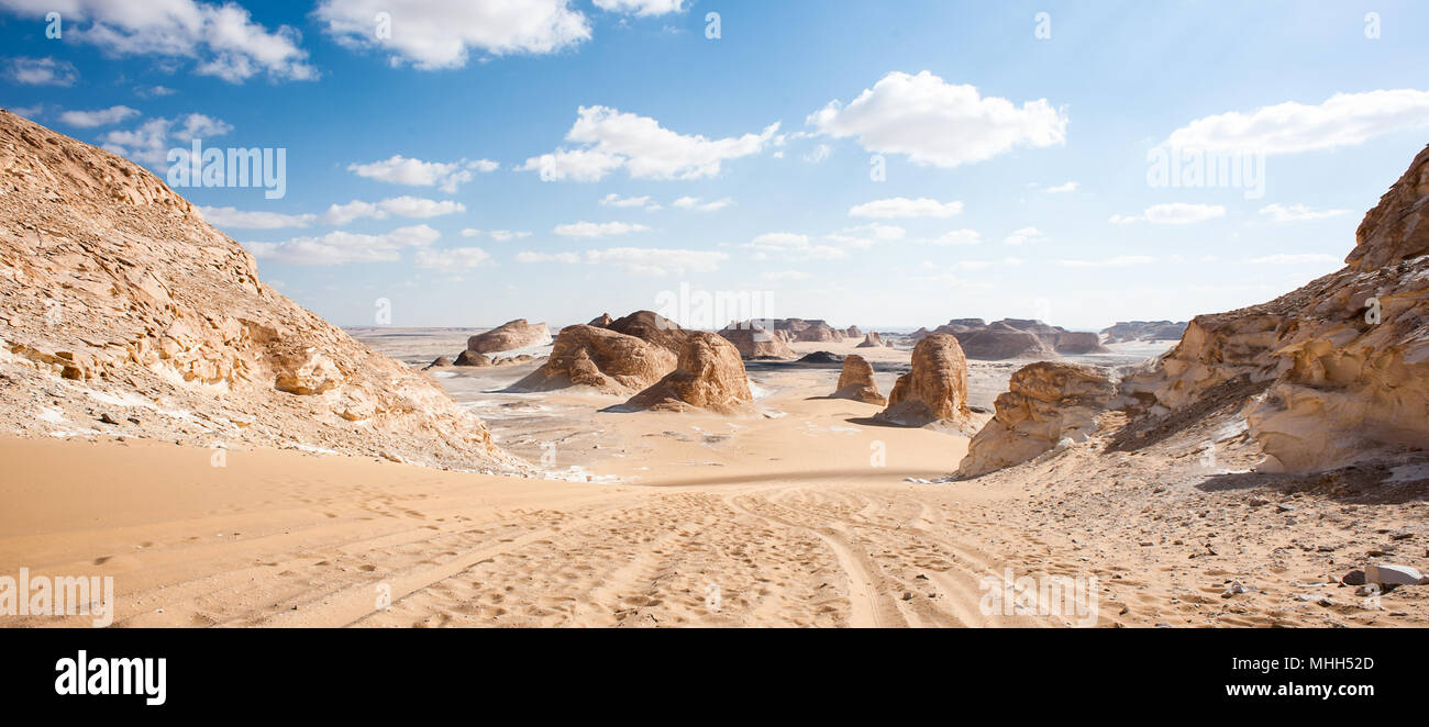 Amazing rock formations in the Western White desert of Egypt Stock ...