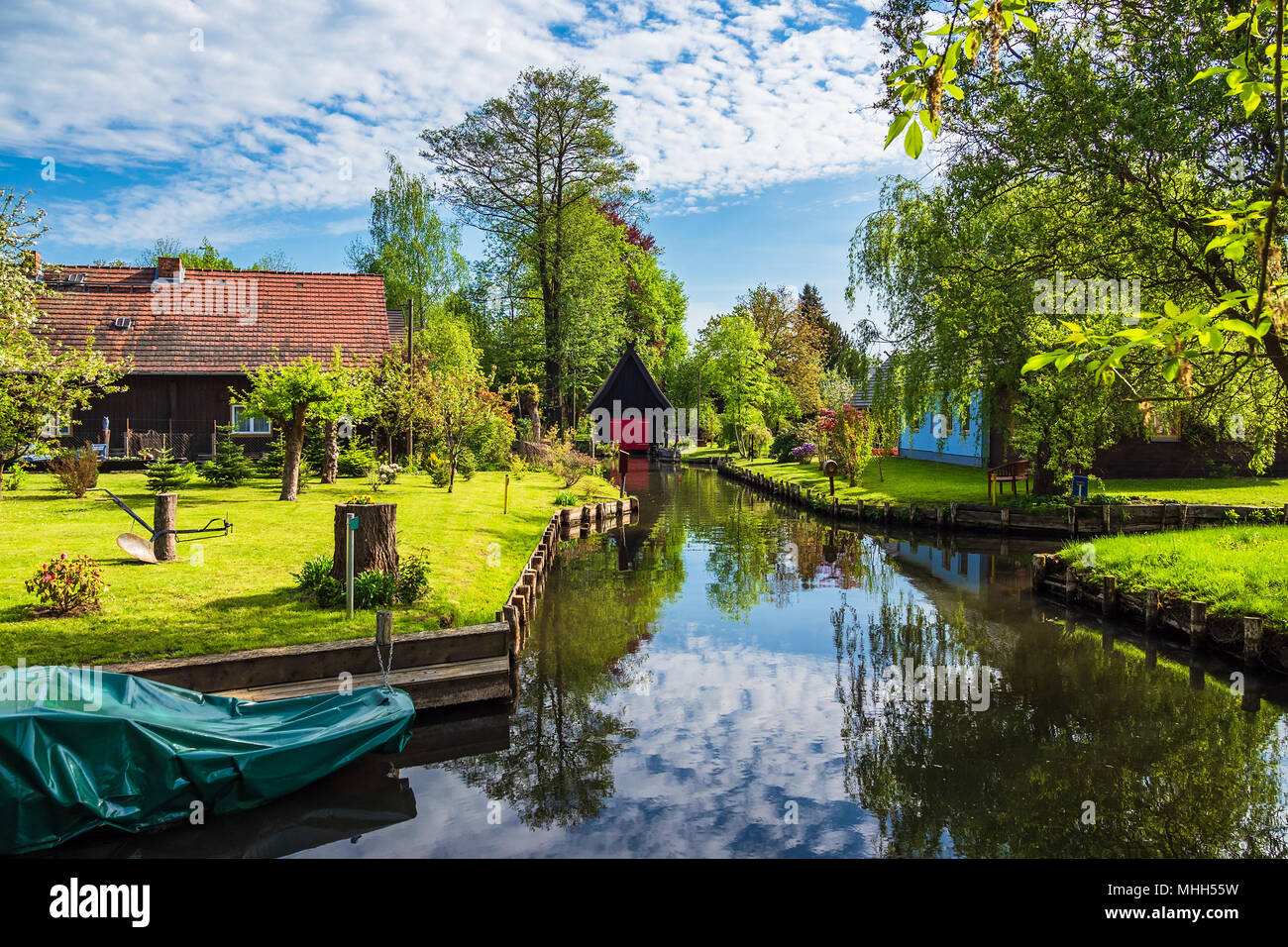 Landscape with cottages in the Spreewald area, Germany Stock Photo - Alamy