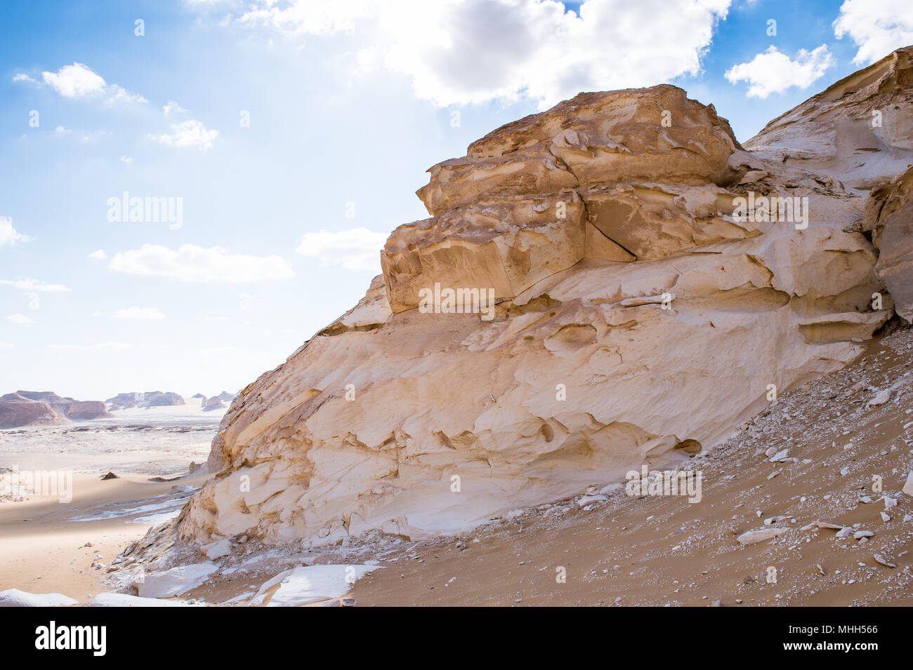 Beautiful view of the limestone formations of the White Desert, a ...