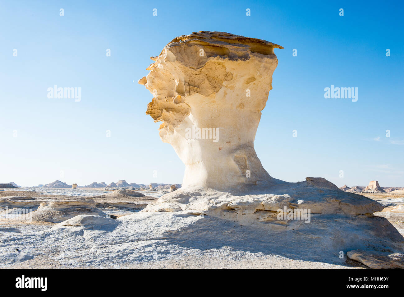 Mushroom rock formations at the Western White Desert of Egypt Stock ...