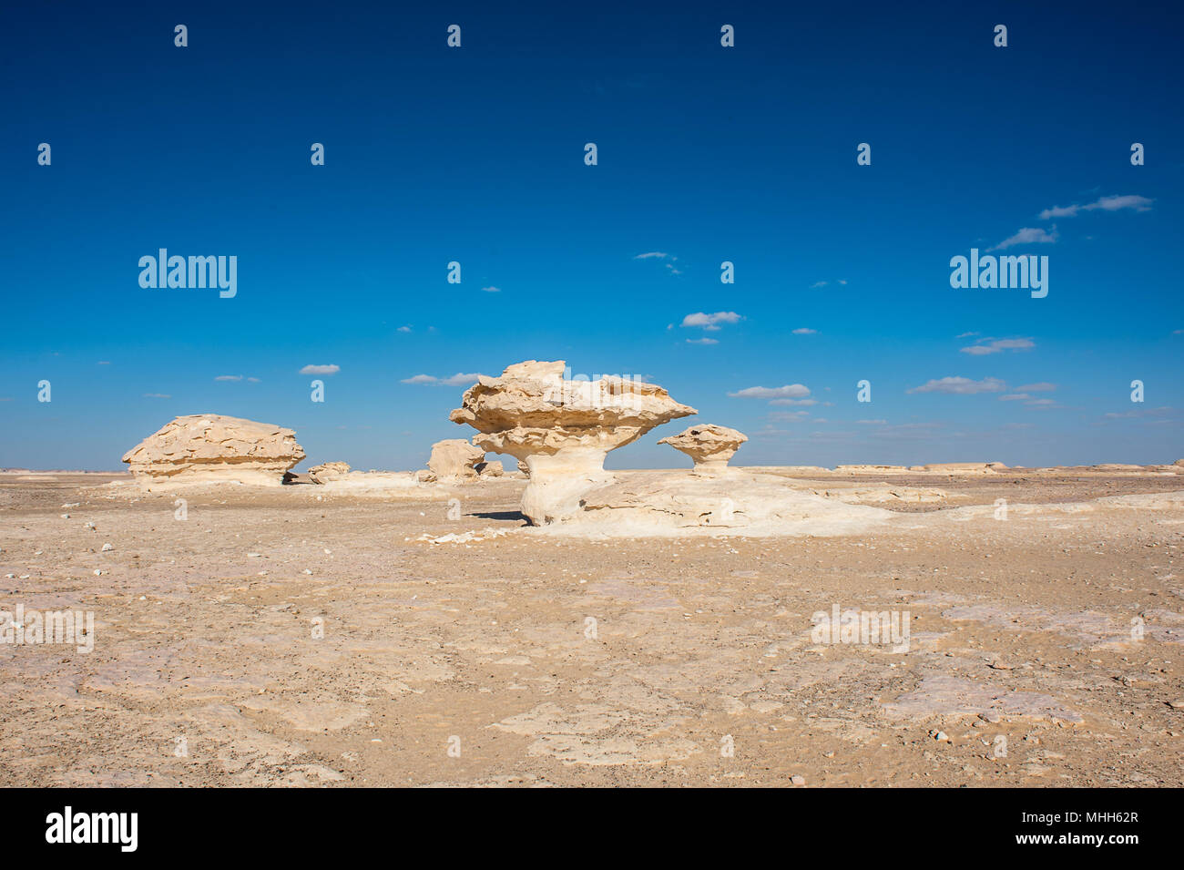 Mushroom rock formations at the Western White Desert of Egypt Stock ...