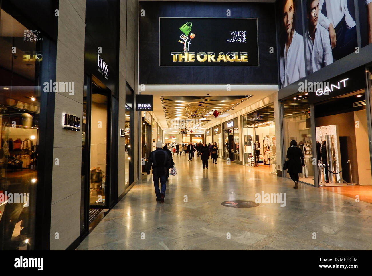 Reading, England - December 01 2017: One of the entrances to the Oracle ...