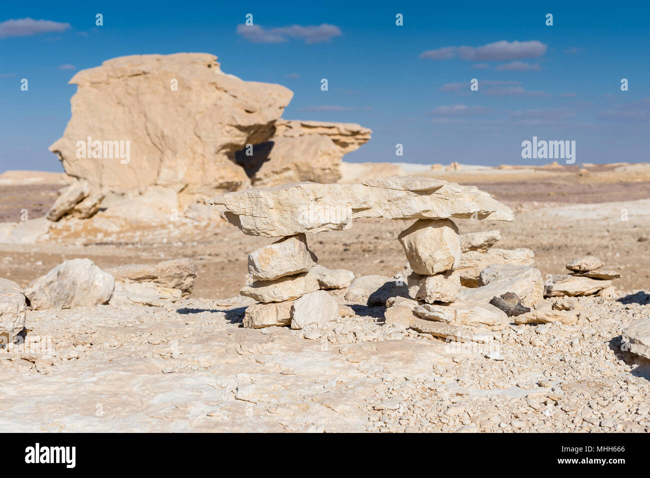 Rock formations at the Western White Desert National Park of Egypt ...