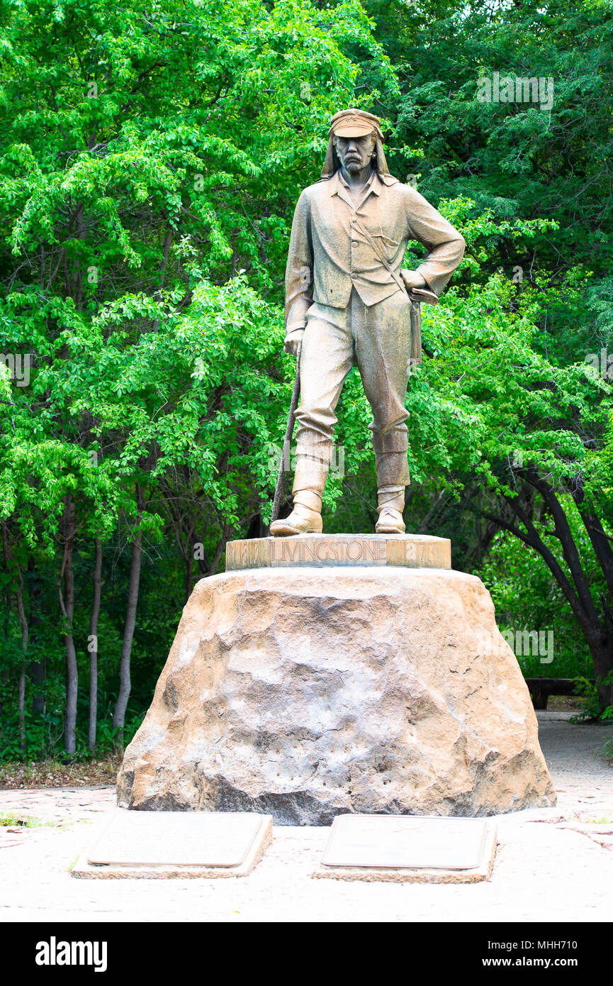 Livingstone monument, Victoria Falls, Zambezi River, Zimbabwe and ...