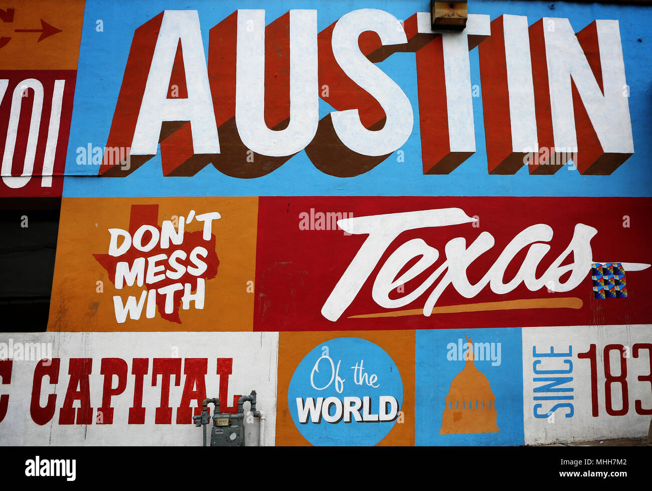 AUSTIN, TEXAS - MAR 11, 2018: Wall at famous 6th street painted with ...