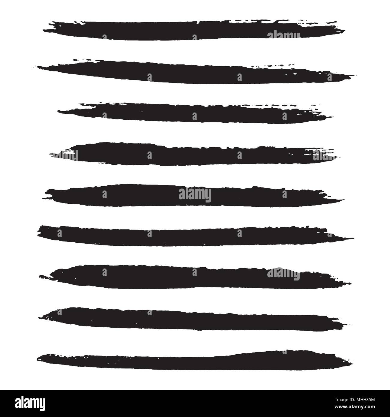 Set of grunge stroke brushes. Distress line design elements collection ...