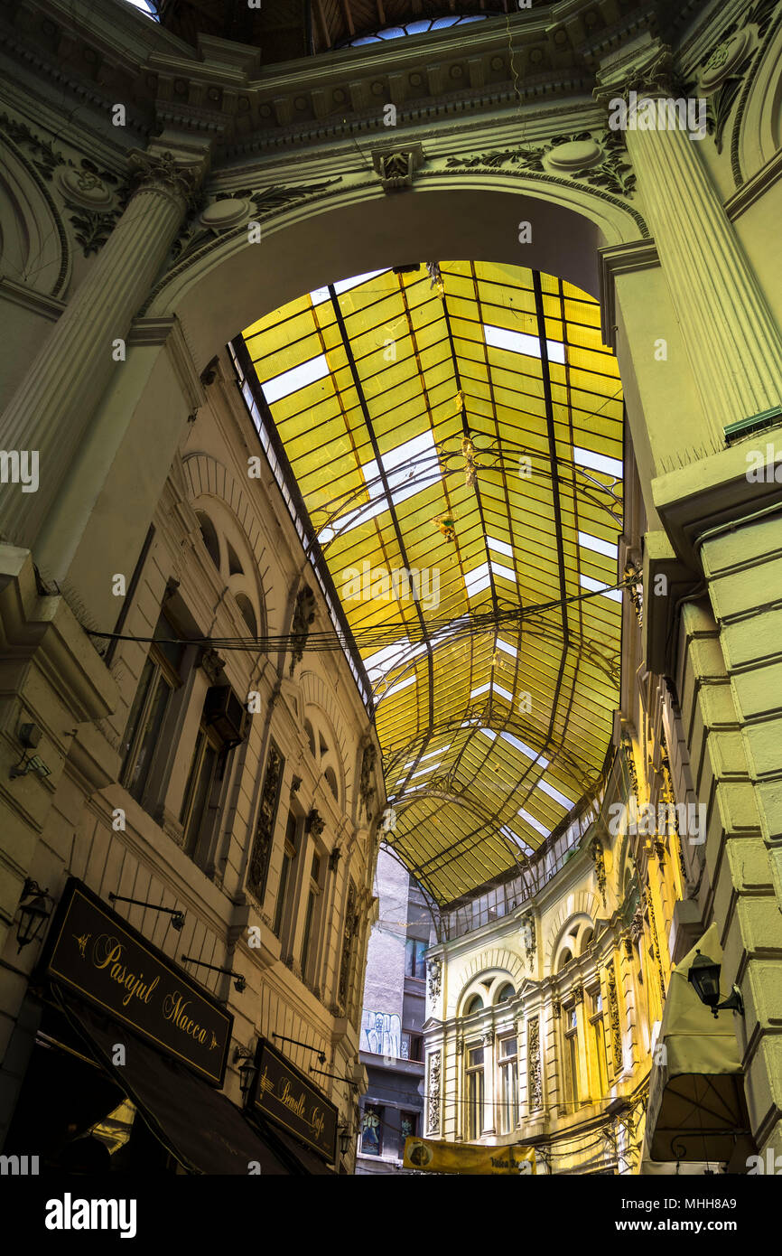 Passage Macca Villacrosse, covered yellow glass passage in Bucuresti ...